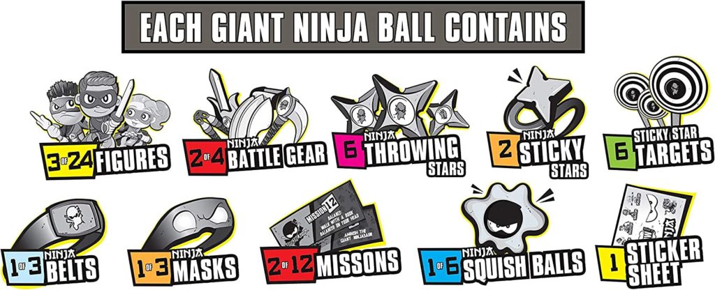 Ninja Kidz TV Giant Mystery Ninja Ball | Includes 25 Ninja Toys, Cards ...